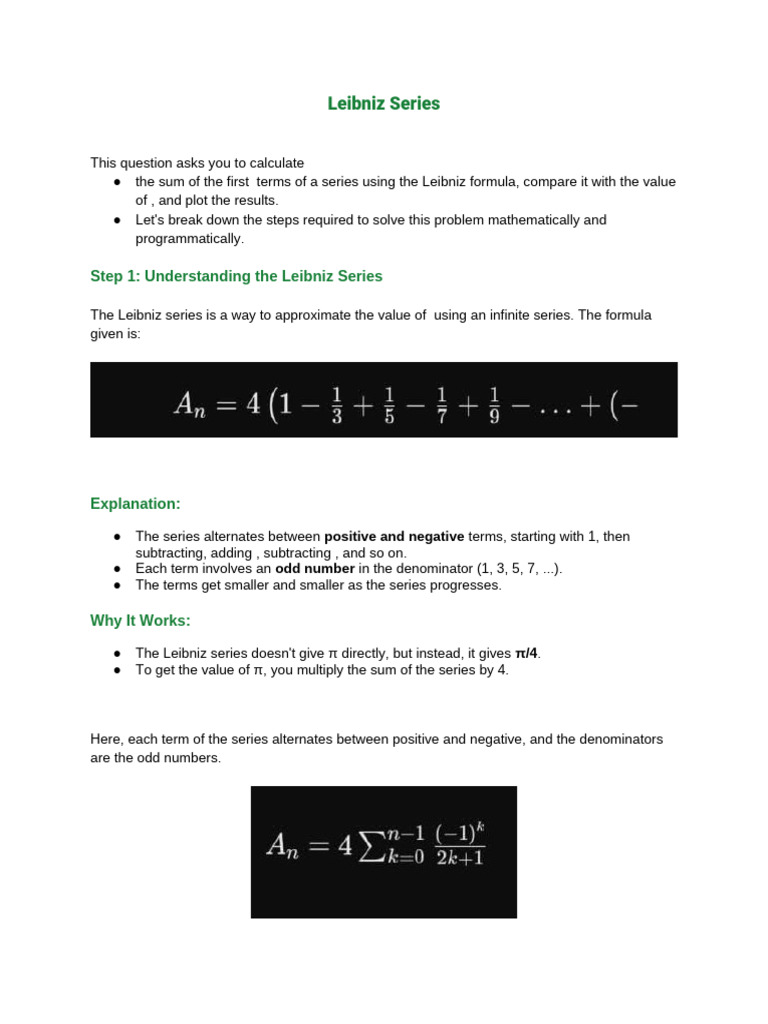 Leibniz Series | PDF | Pi | Mathematical Analysis