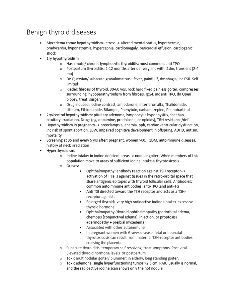 7-Benign Thyroid Diseases Notes | PDF