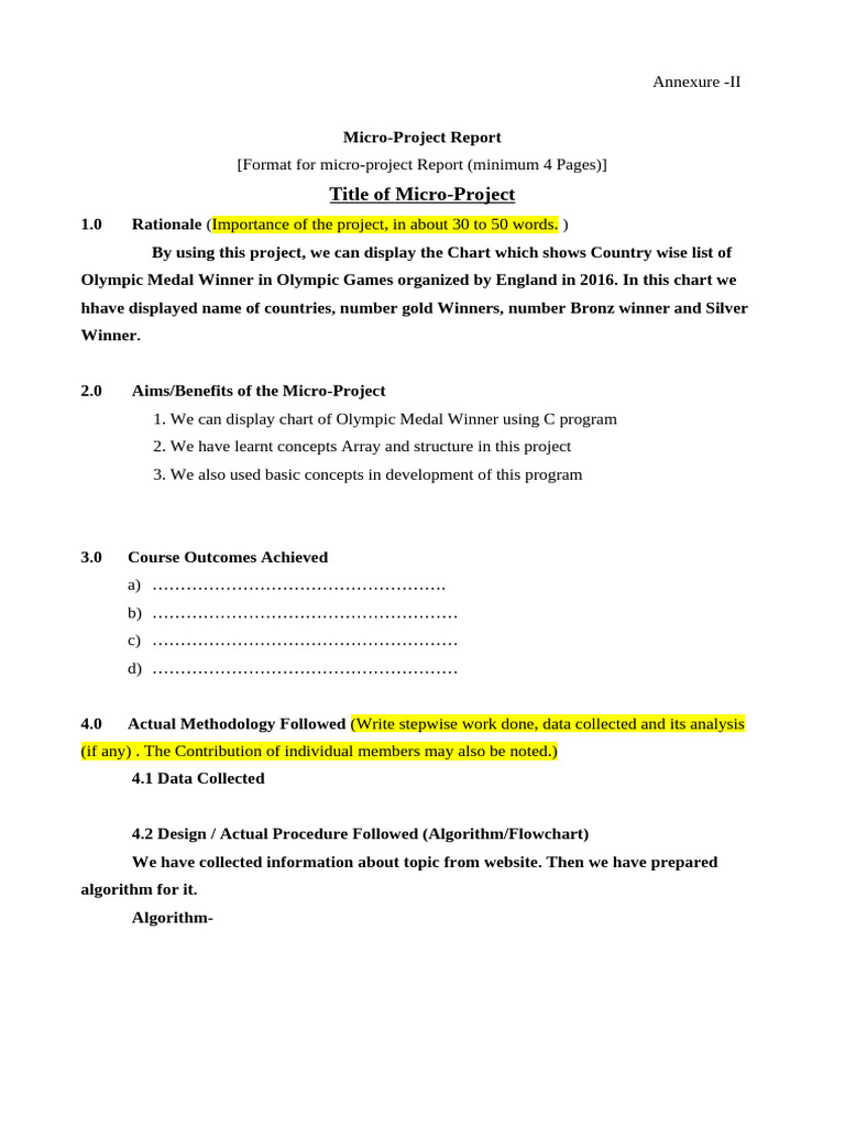 4sample Micro-Project Report Format | PDF