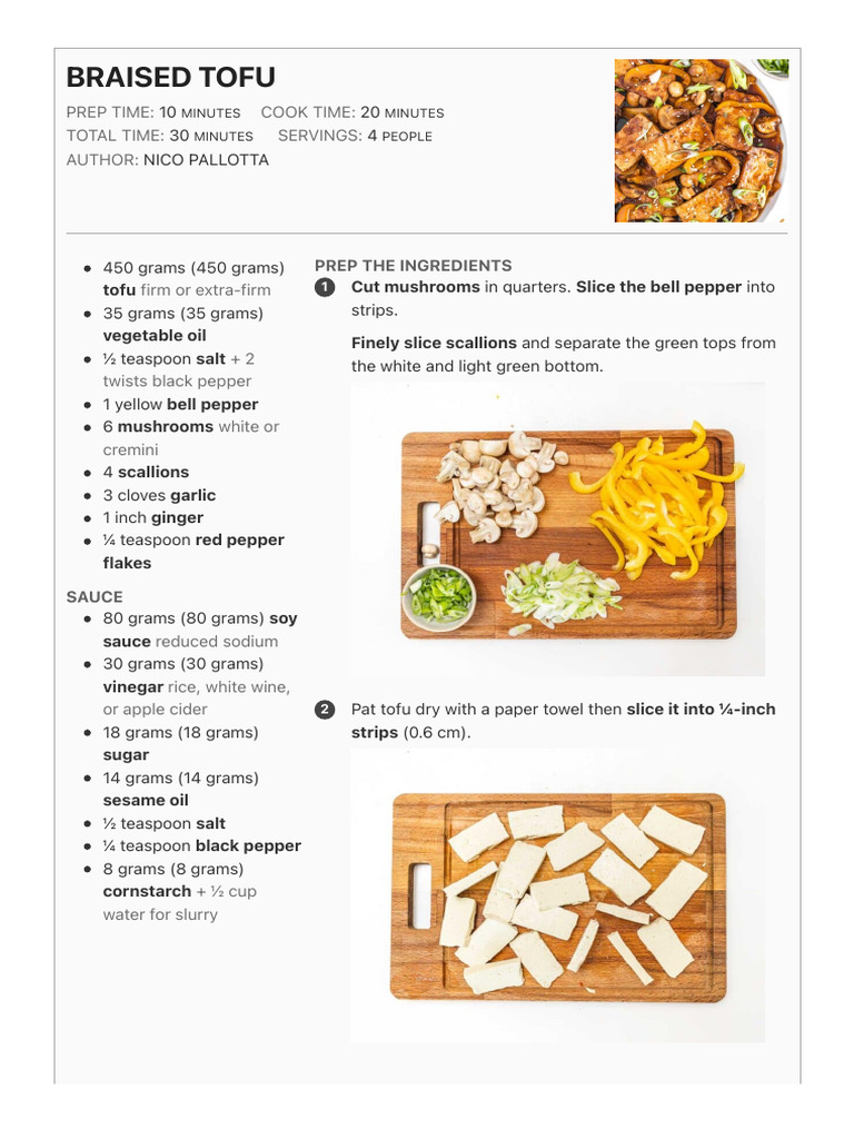 Braised Tofu - The Plant Based School | PDF