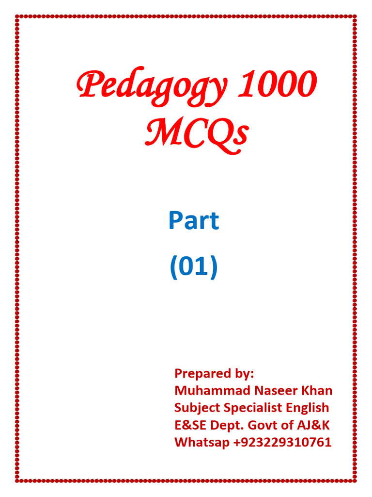 1000 Pedagogy MCQs Part I | PDF
