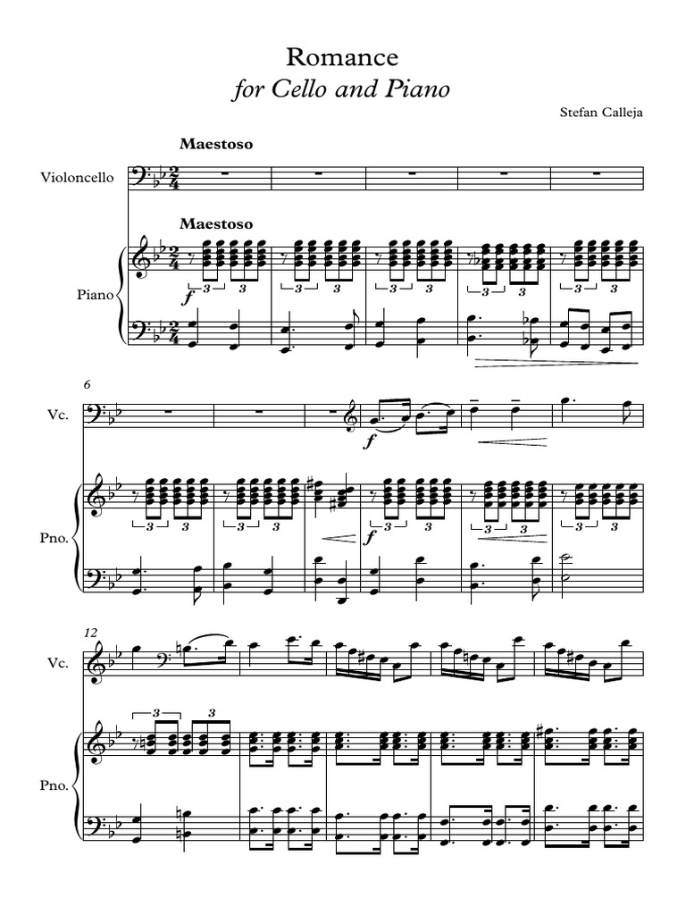 Romance For Cello and Piano - Full Score | PDF | String Instruments | Musical Forms