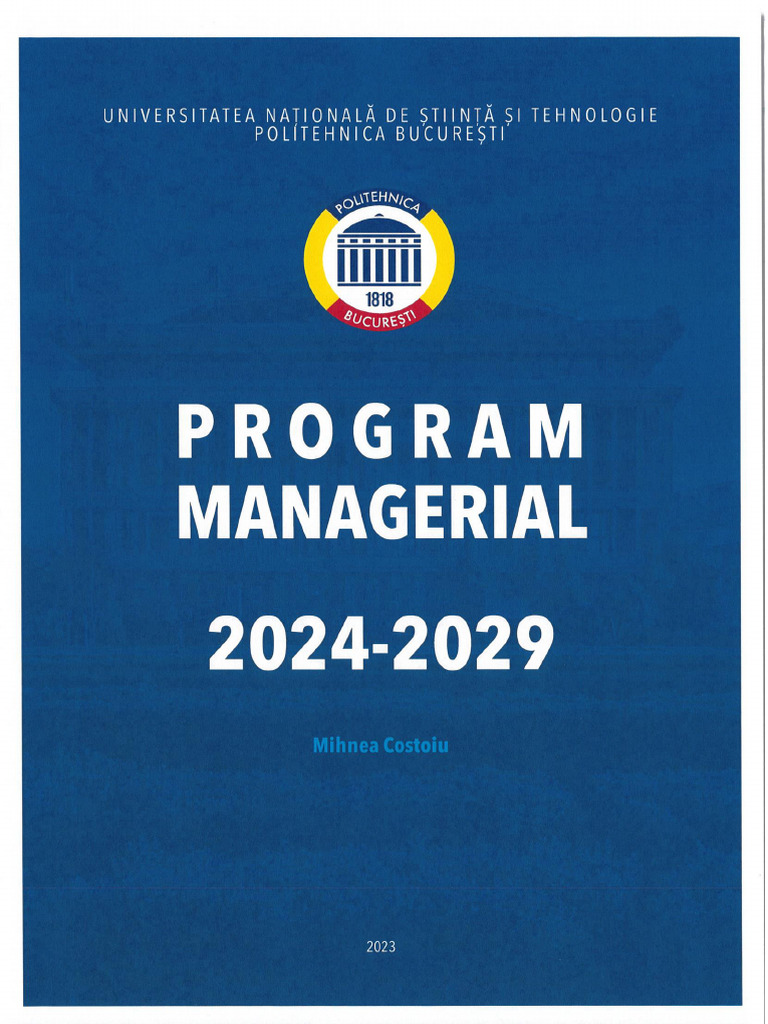 Program Managerial Mihnea Cosmin Costoiu | PDF
