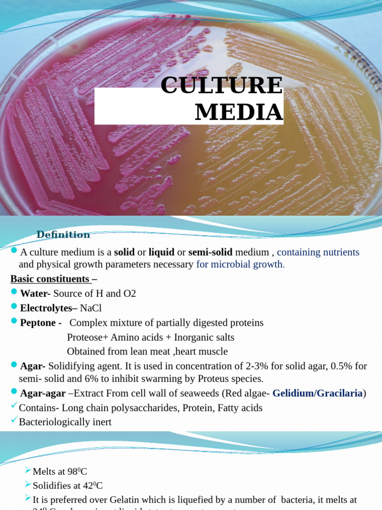 Final PPT Culture Media and Methods | PDF