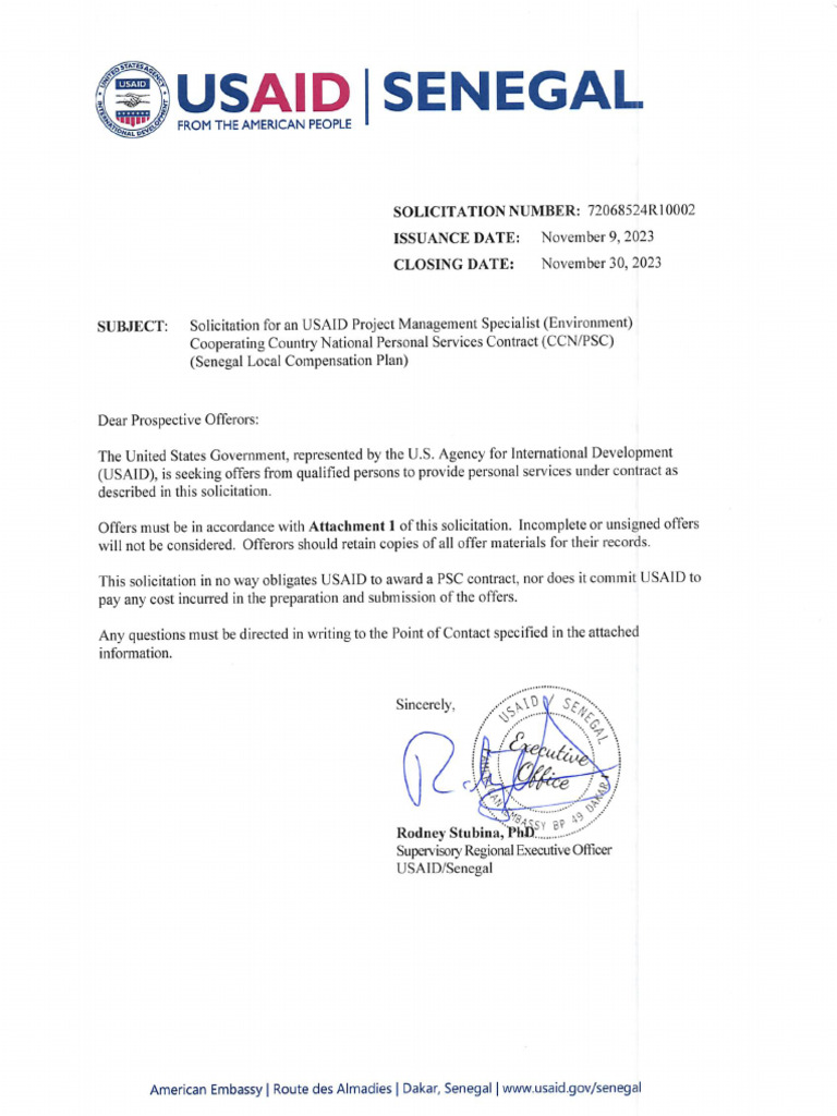 USAID Project Management Specialist (Environment) | PDF