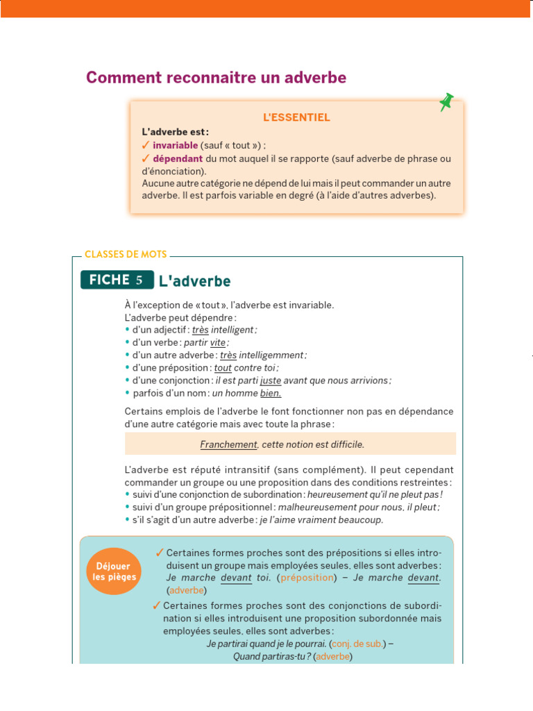 Fiches Natures Mots Invariables-1 | PDF