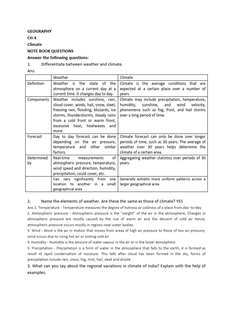 Climate Notes Pdf 1 Pdf