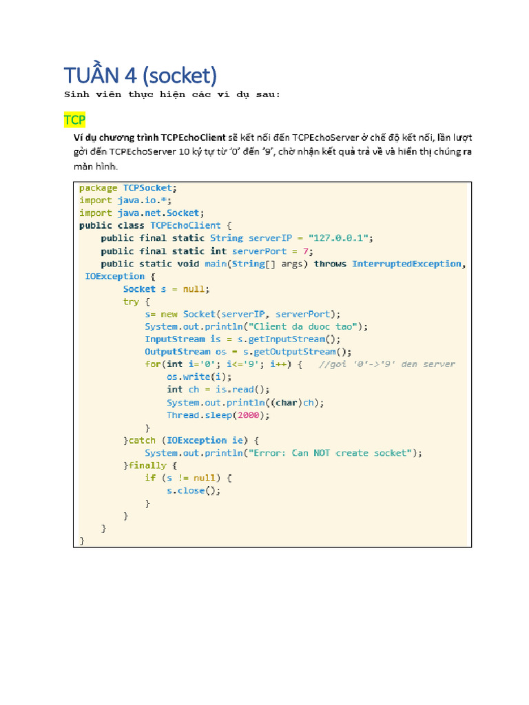 TUẦN 4-Socket TCP Udp | PDF