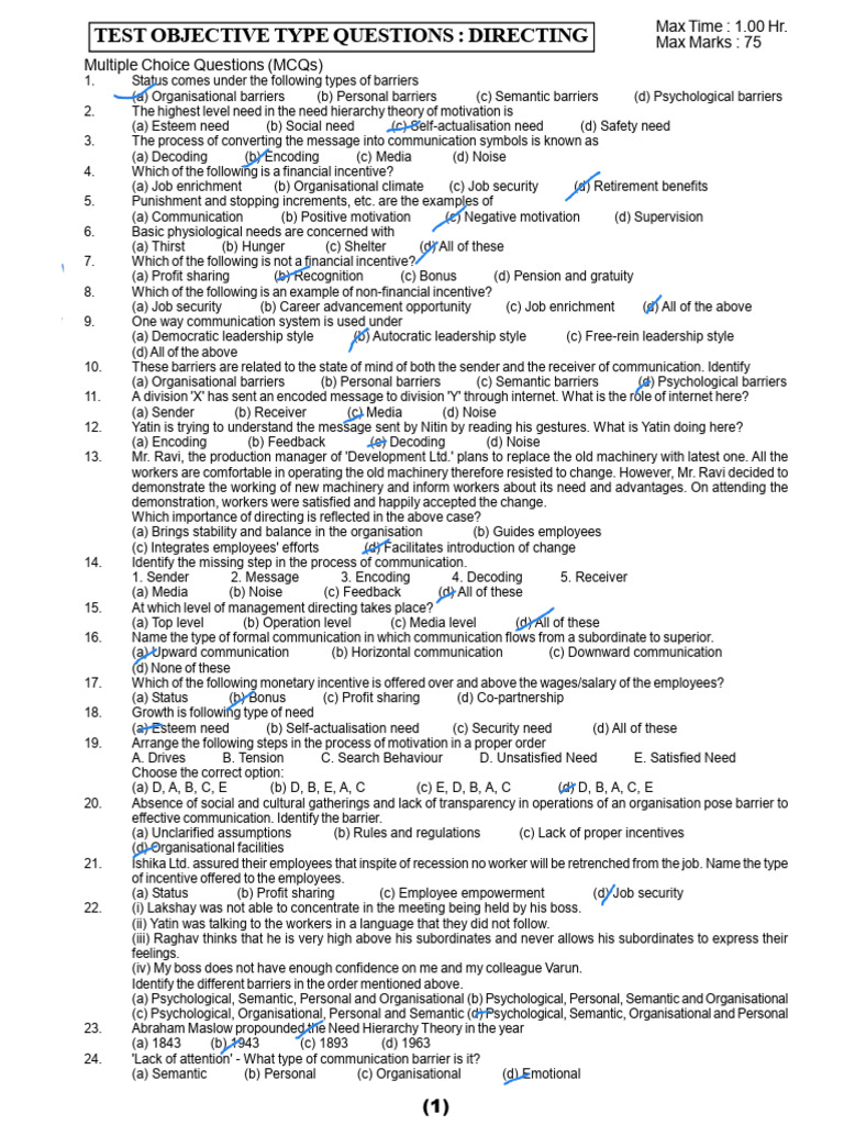 Test Directing Objective Type | PDF