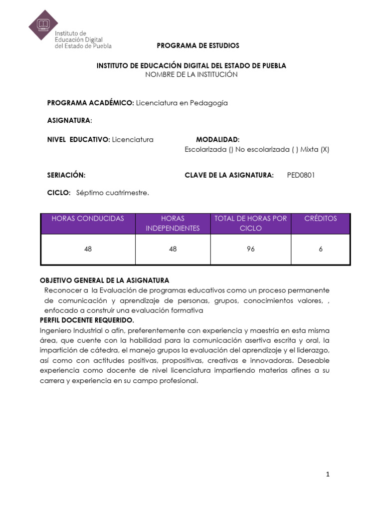 P. Evaluación de programas educativos | PDF