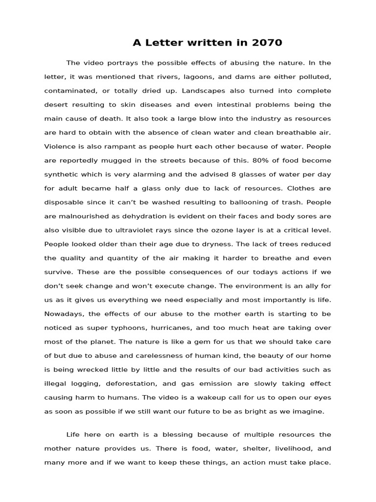 STS (Letter Written in 2070) | PDF