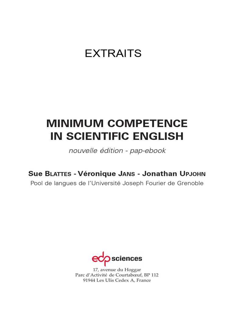 Minimum Competence in Scientific English | PDF