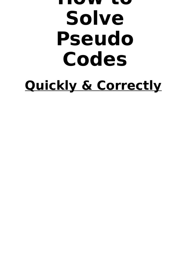 How To Solve Pseudo Codes | PDF | Technology & Engineering