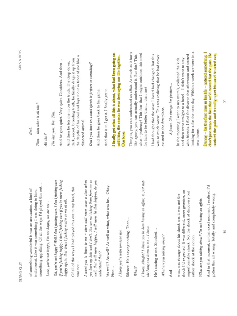 GIRLS AND BOYS MONOLOGUE 3 | PDF