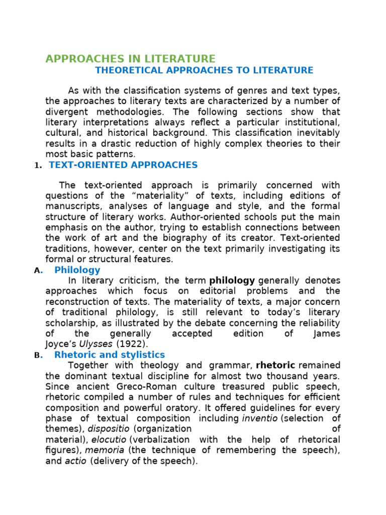 Approaches in Literature | PDF