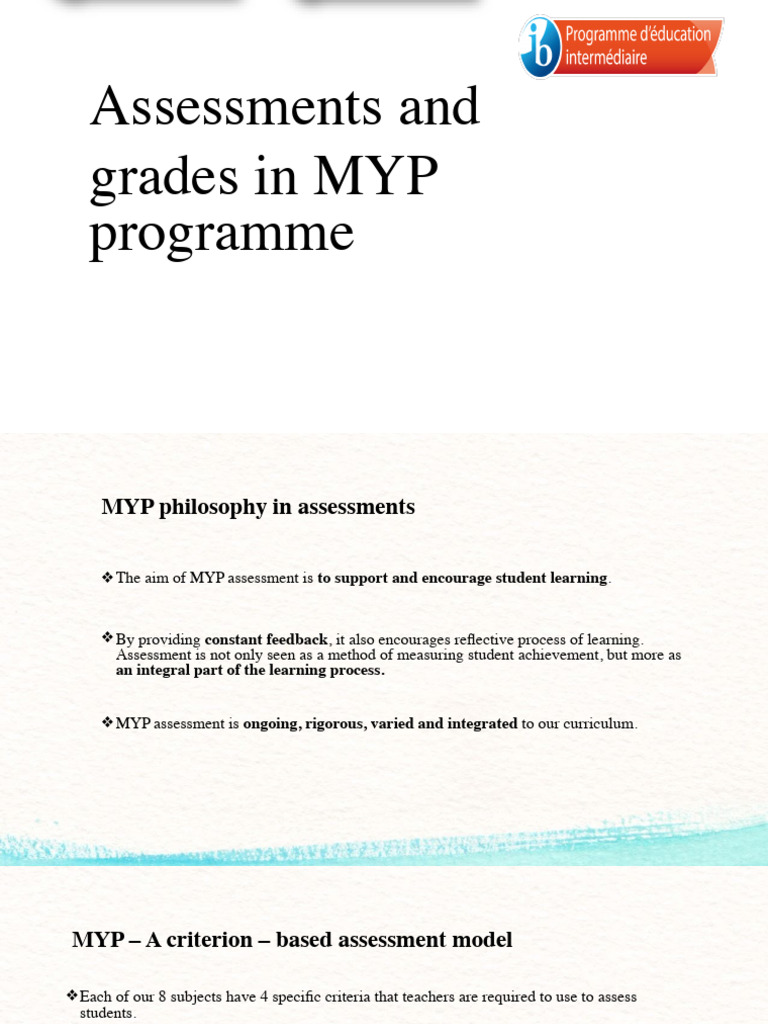 Assessments and Grades in MYP | PDF