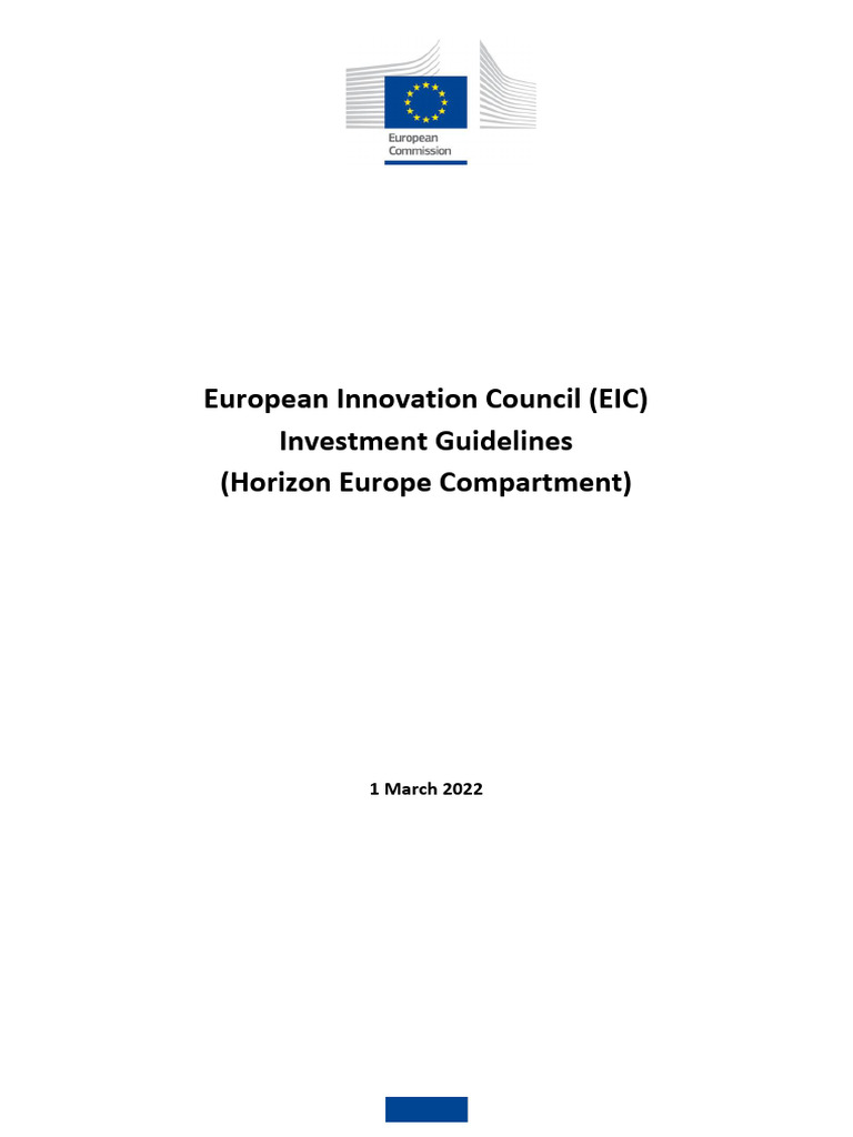 EIC Investment Guidelines - Horizon Europe March 2022 FINAL | PDF