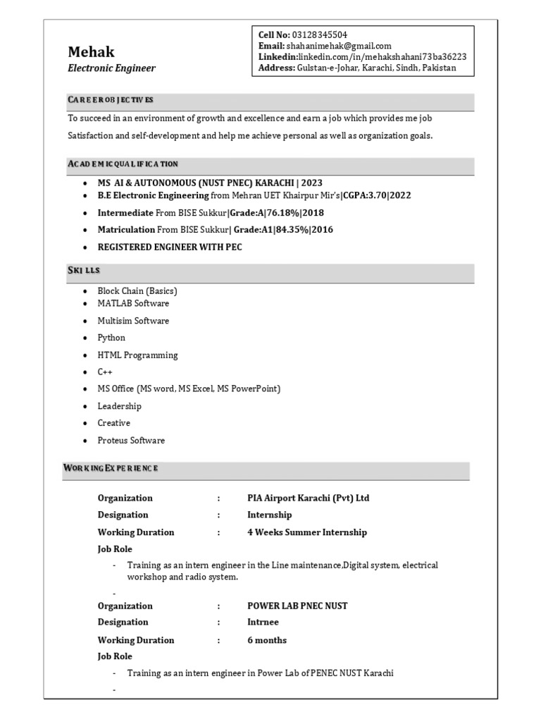 Mehak CV | PDF