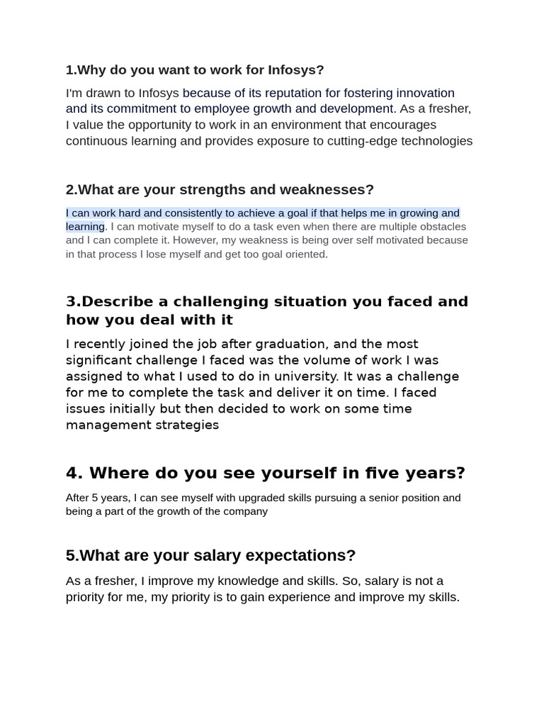 Basic Questions Interview | PDF | Learning | Career & Growth