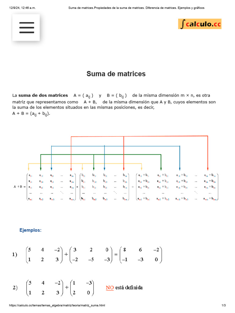 Suma de Matrices | PDF