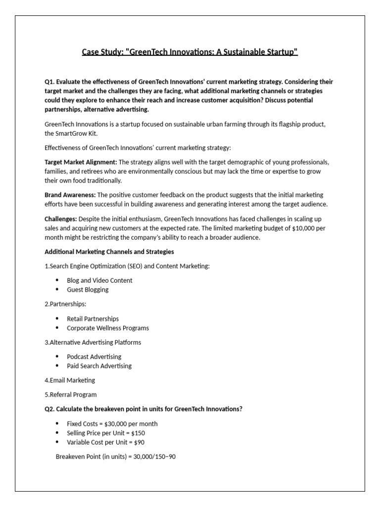 GreenTech Case | PDF