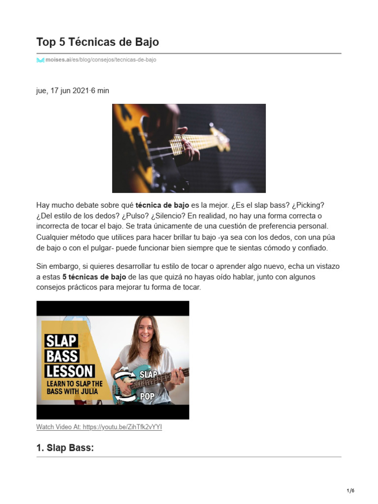 Moises - Ai-Top 5 Técnicas de Bajo | PDF