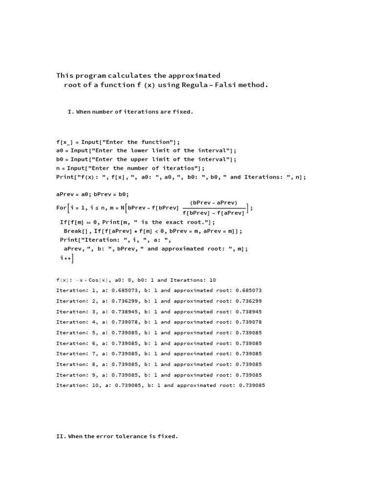 Regula Falsi Method - NB | PDF