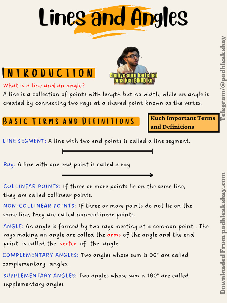Basic Terms and Definitions: What Is A Line and An Angle? | PDF