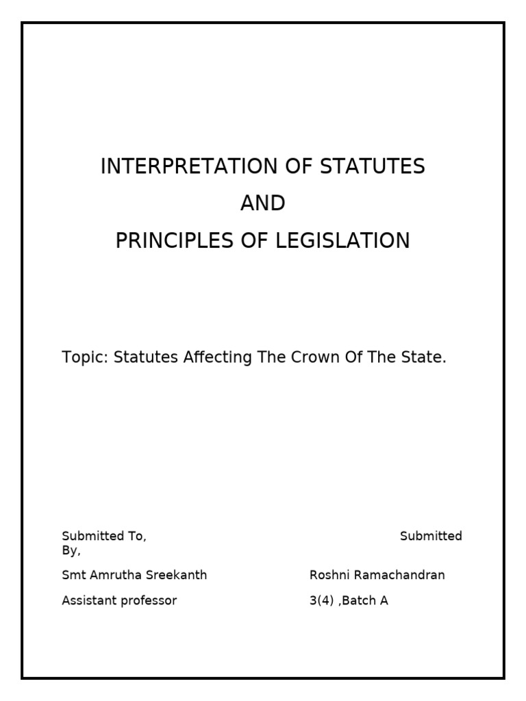 Interpretation of Statutes | PDF