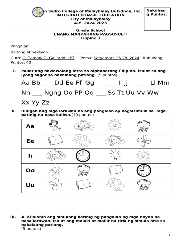 Filipino-1-1st-QE | PDF