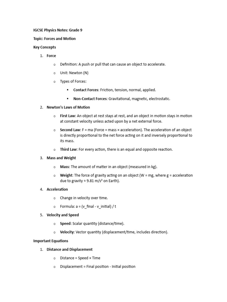 IGCSE Physics Notes | PDF
