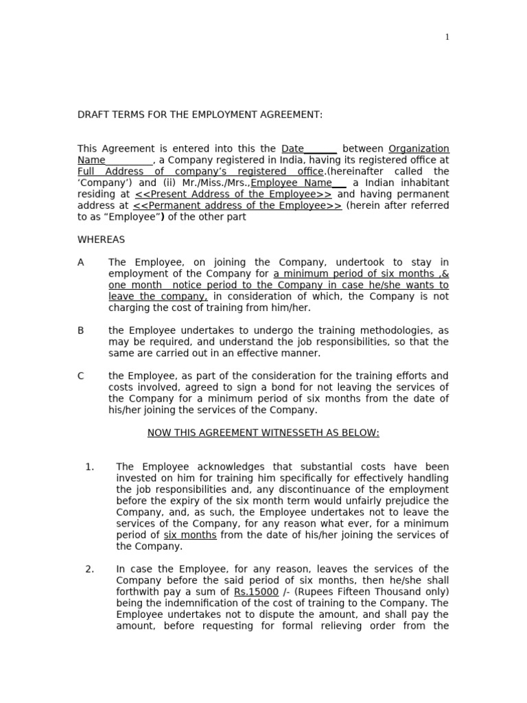 Employment Bond Sample | PDF