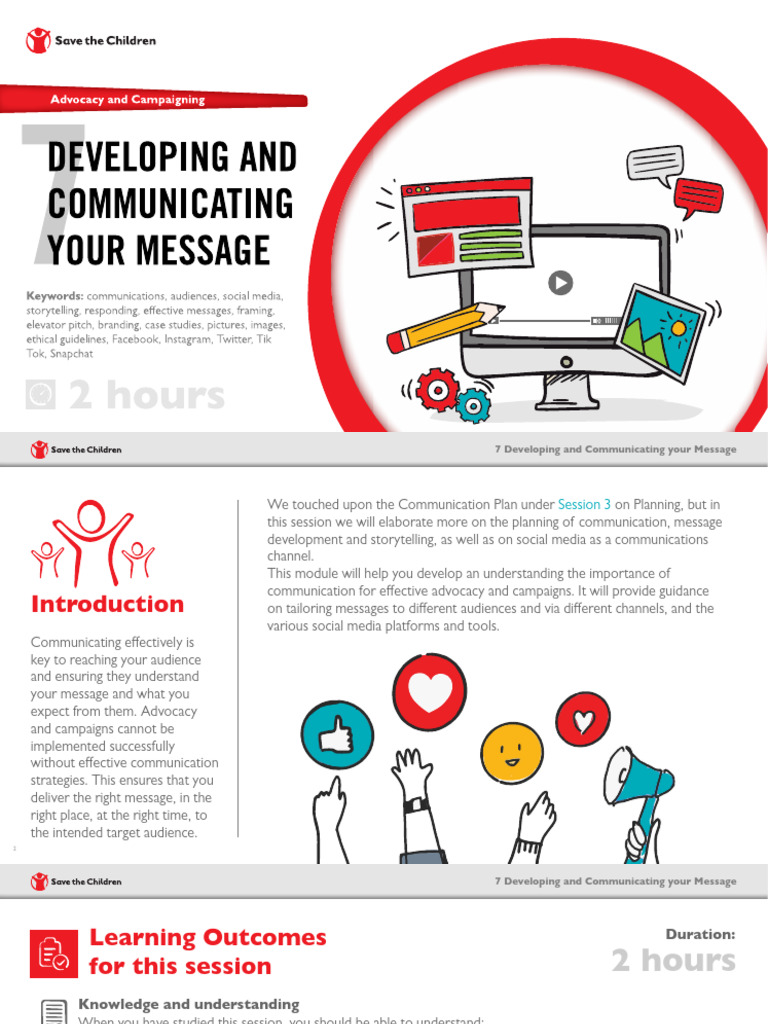7 STC MODUL - ENG - Developing and Communicating Your Message - FINAL | PDF