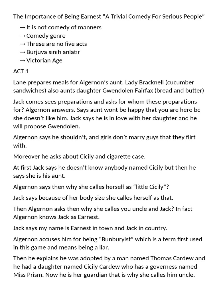 The Importance of Being Earnest | PDF