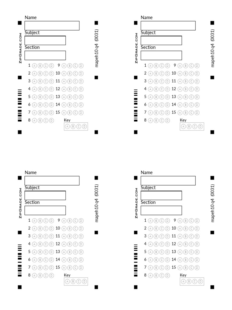 Mapeh Answer Sheet | PDF