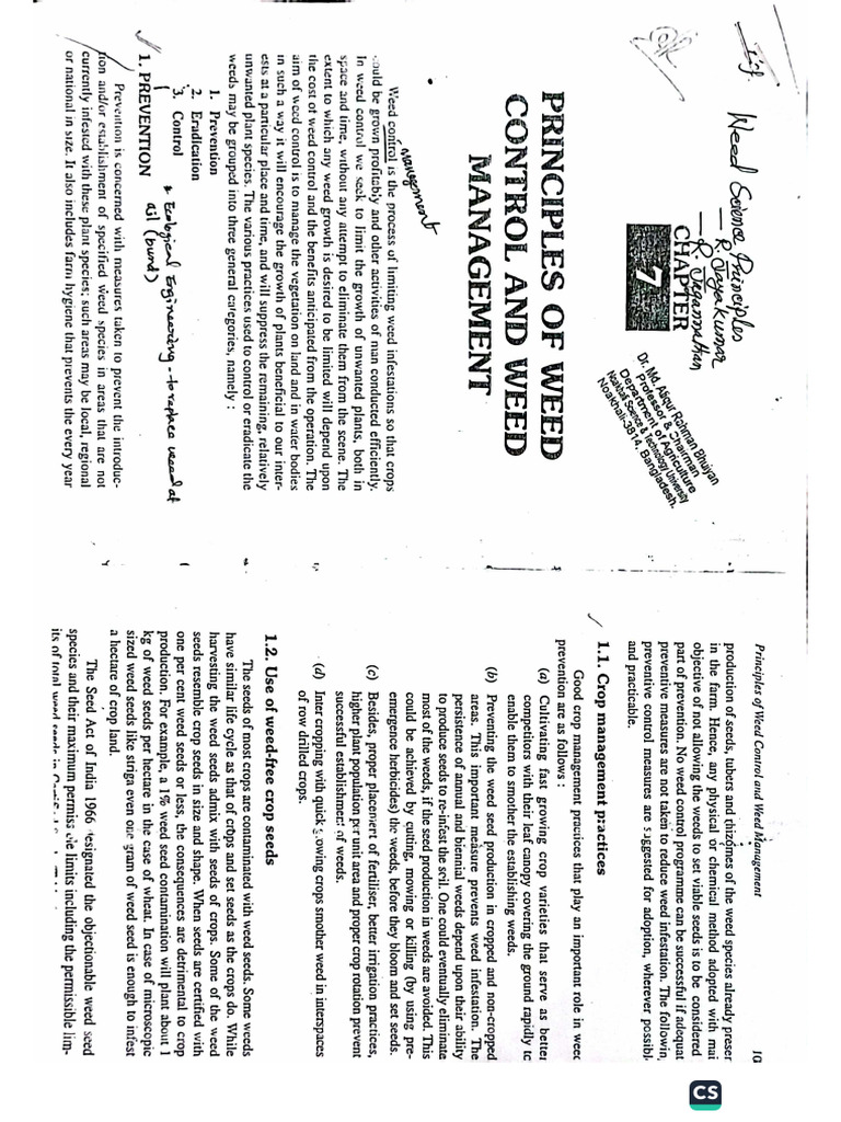 Principles of Weed Control and Weed Management | PDF