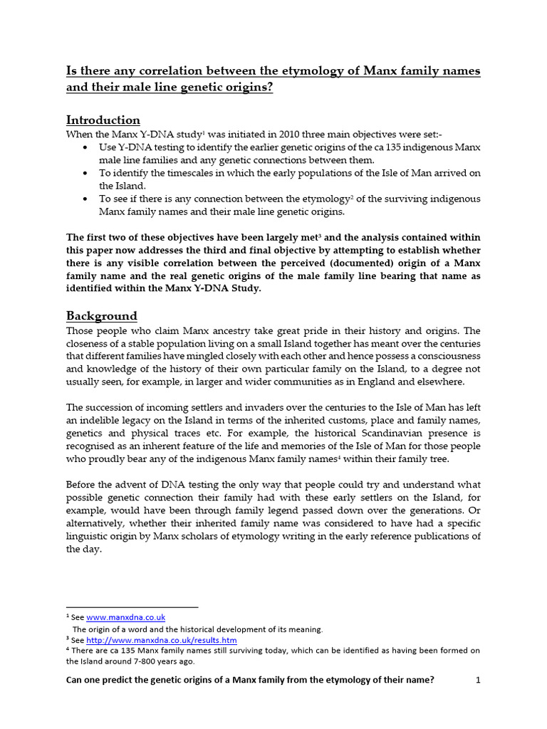 Manx Family Names and Origins | PDF