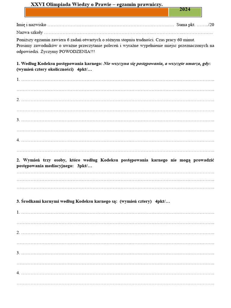 Egzamin Prawniczy 2024r | PDF