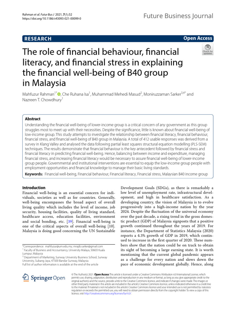 The Role of Financial Behaviour, Financial Literacy, and Financial ...