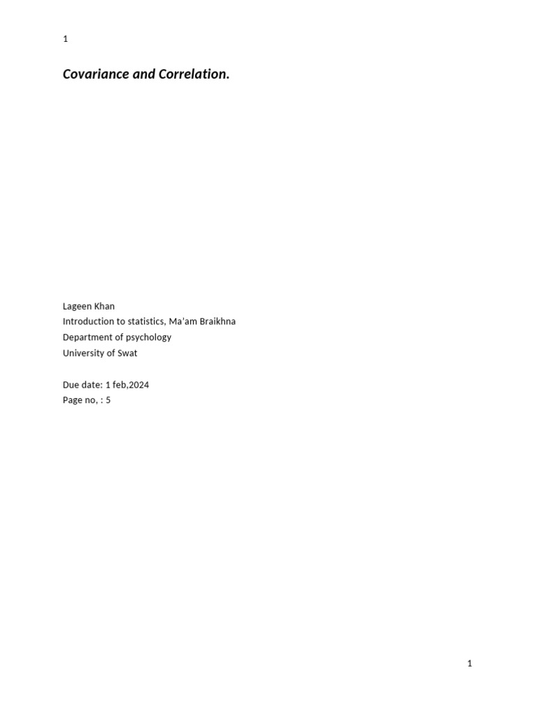 Covariance And Correlation Pdf Covariance Teaching Methods And Materials