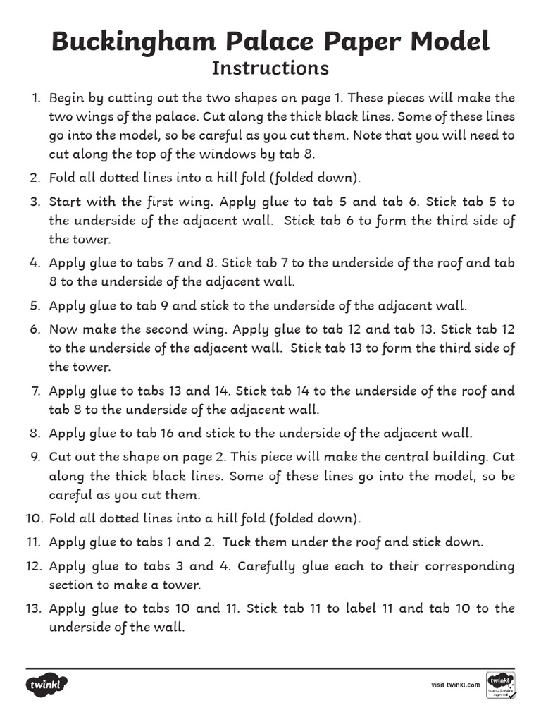 T T 17354 Buckingham Palace Paper Model | PDF