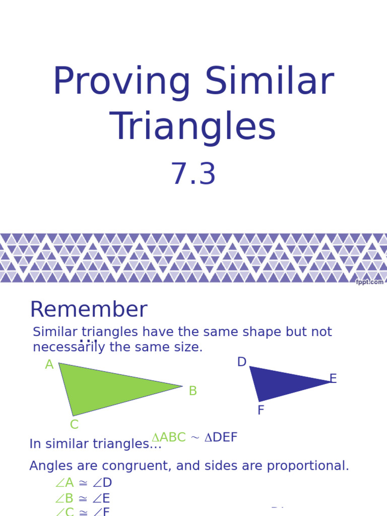 7.3 Proving Triangles Similar Teacher | PDF