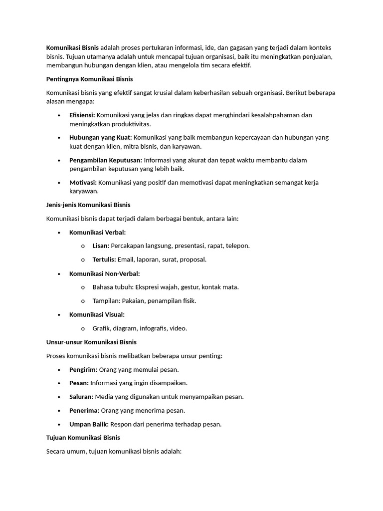Komunikasi Bisnis Adalah Proses Pertukaran Informasi | PDF