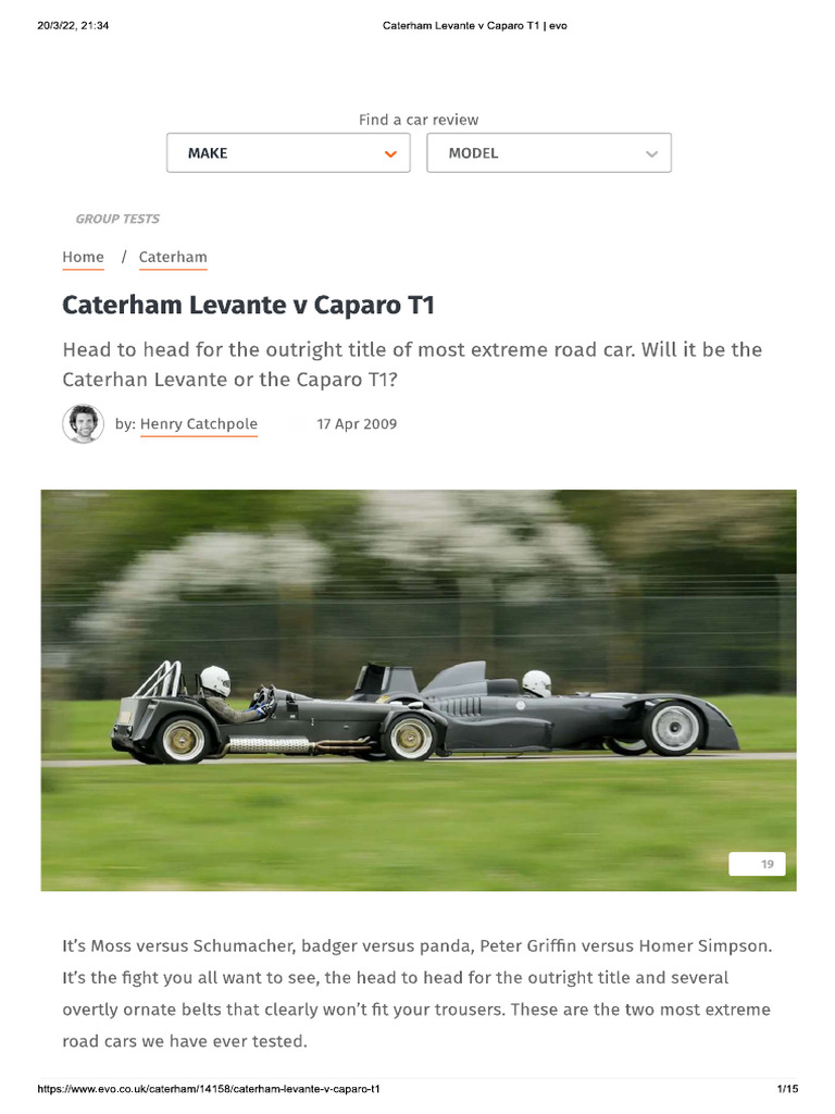 Caparto T1 Vs Caterham Levante | PDF