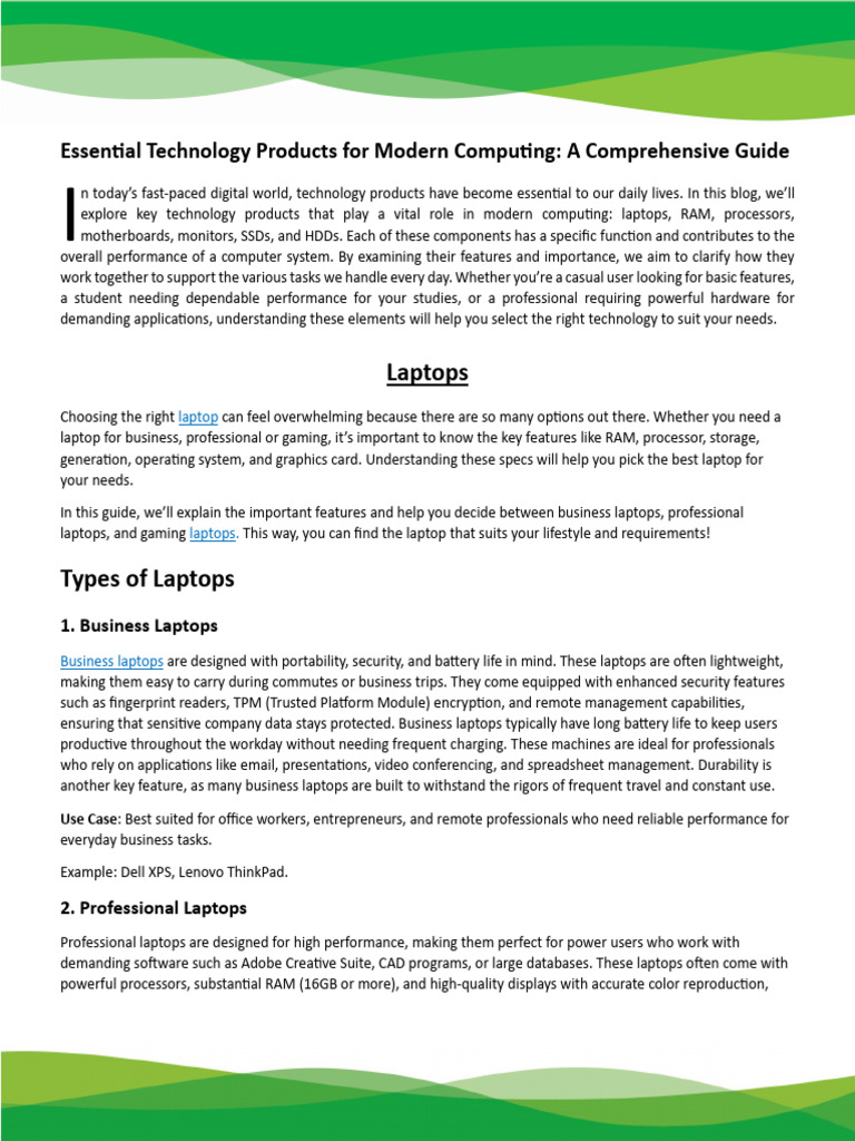 Essential Technology Products For Modern Computing: A Comprehensive ...