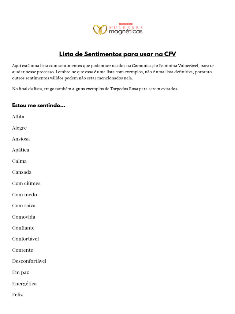 Lista+de+Sentimentos | PDF