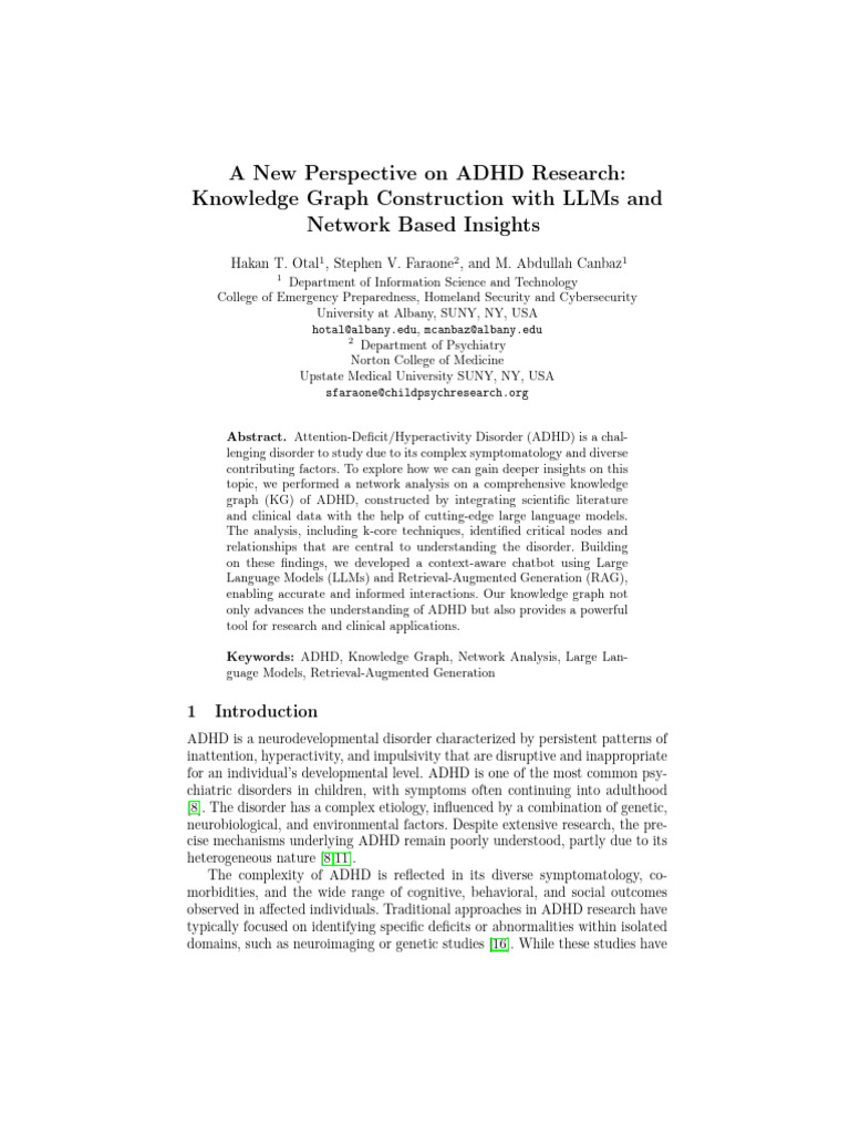 A New Perspective On Adhd Research: Knowledge Graph Construction With Llms and Network Based ...
