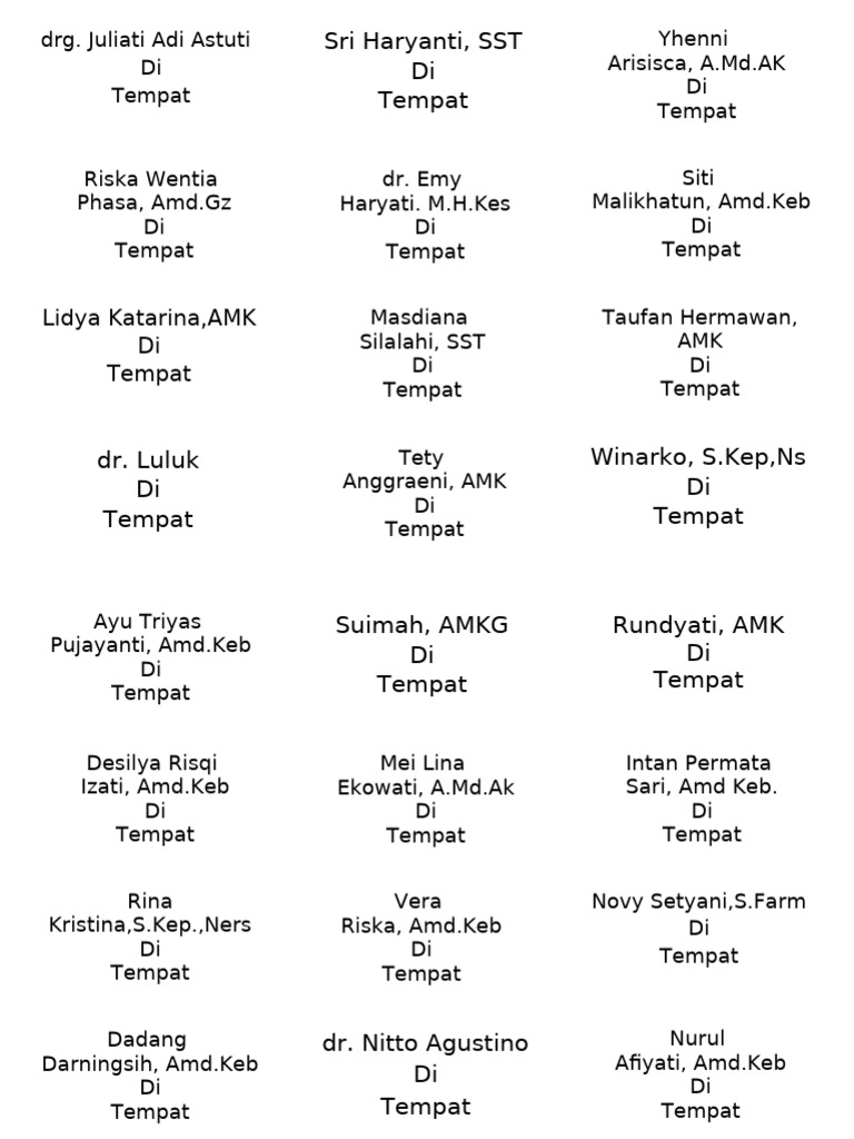 Template Label Nama Undangan 2 | PDF
