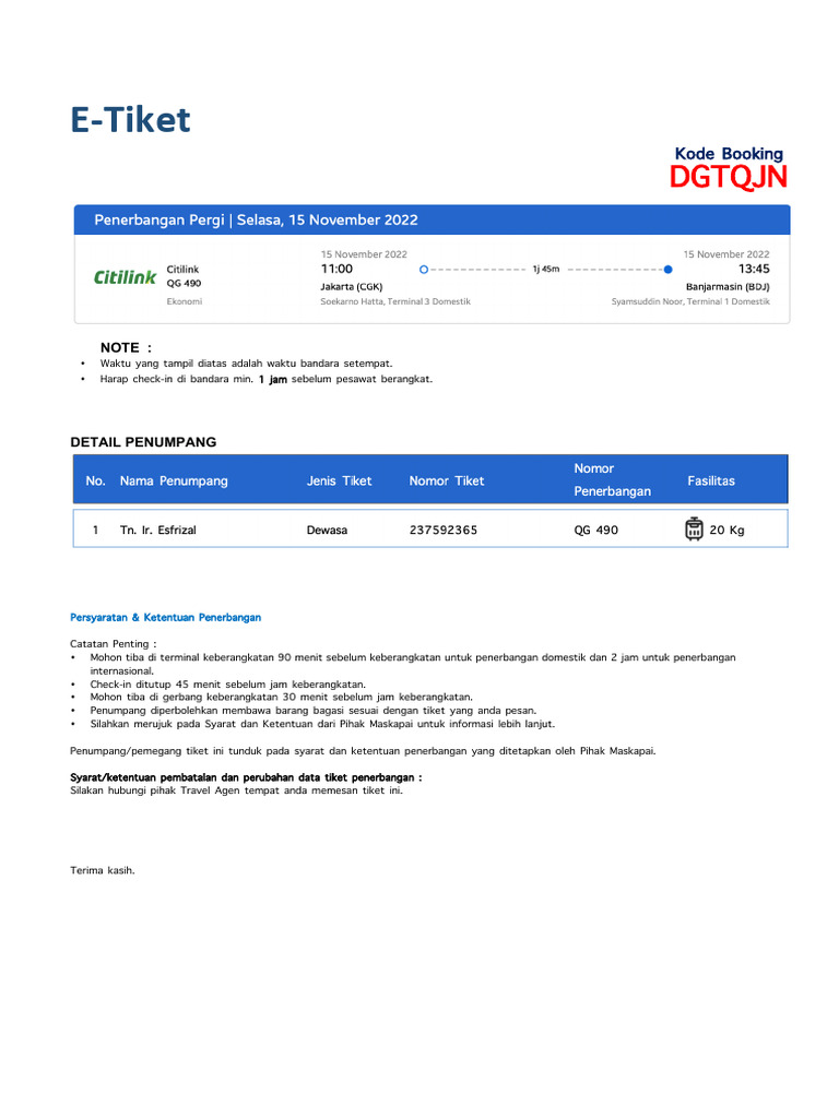 E-Tiket DGTQJN | PDF