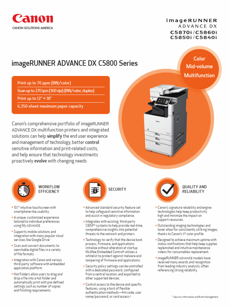 Canon imageRUNNER ADVANCE DX C5840i Brochure | PDF